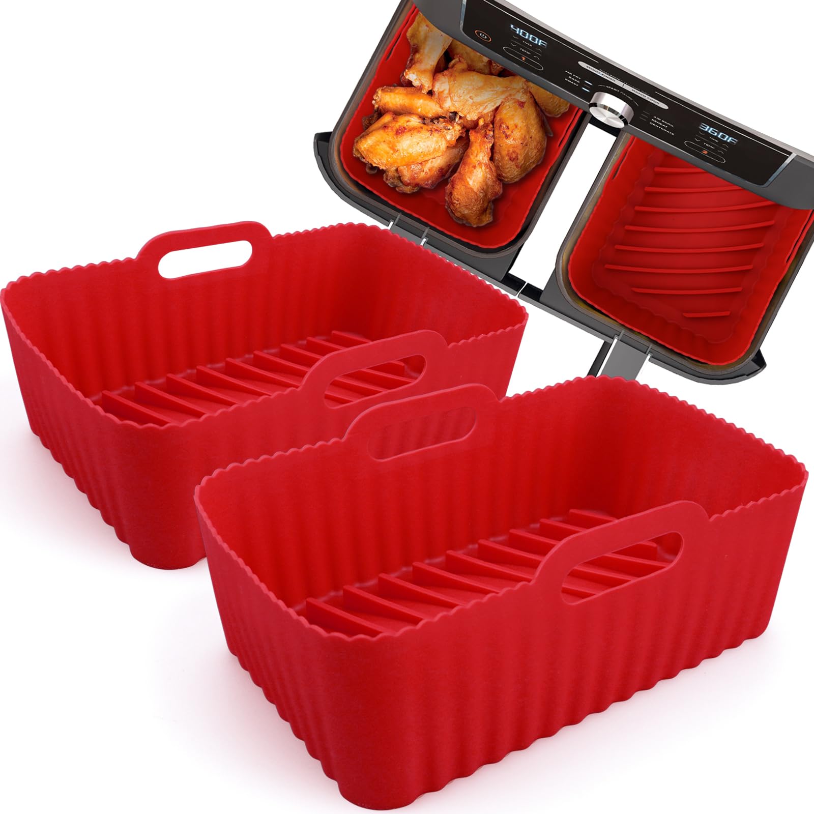 Amazon.com: WMKGG Silicone Air Fryer Liners, 2PCS Reusable Rectangular ...