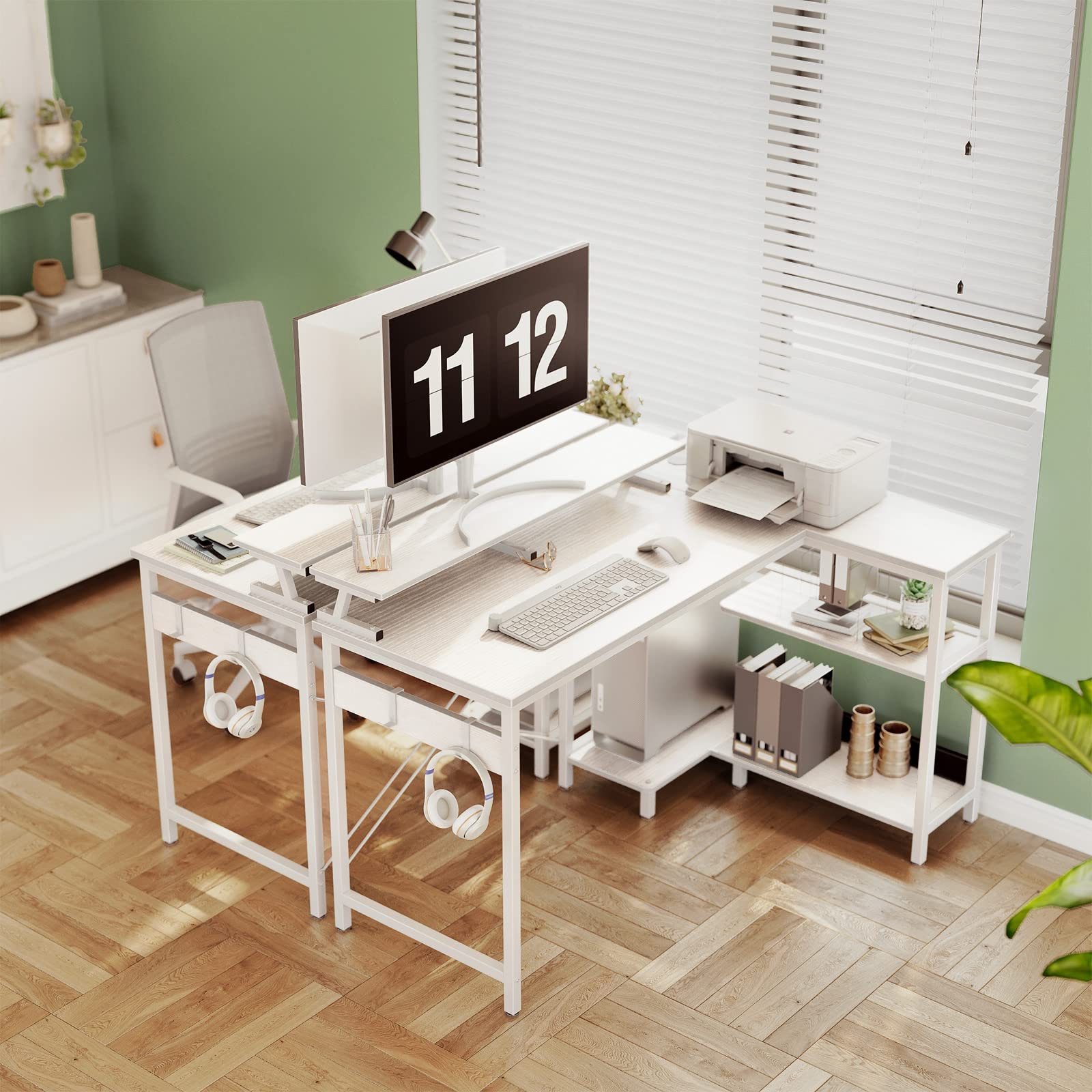 ODK Small L Shaped Desk, 48 inch Corner Desk with Reversible Storage ...