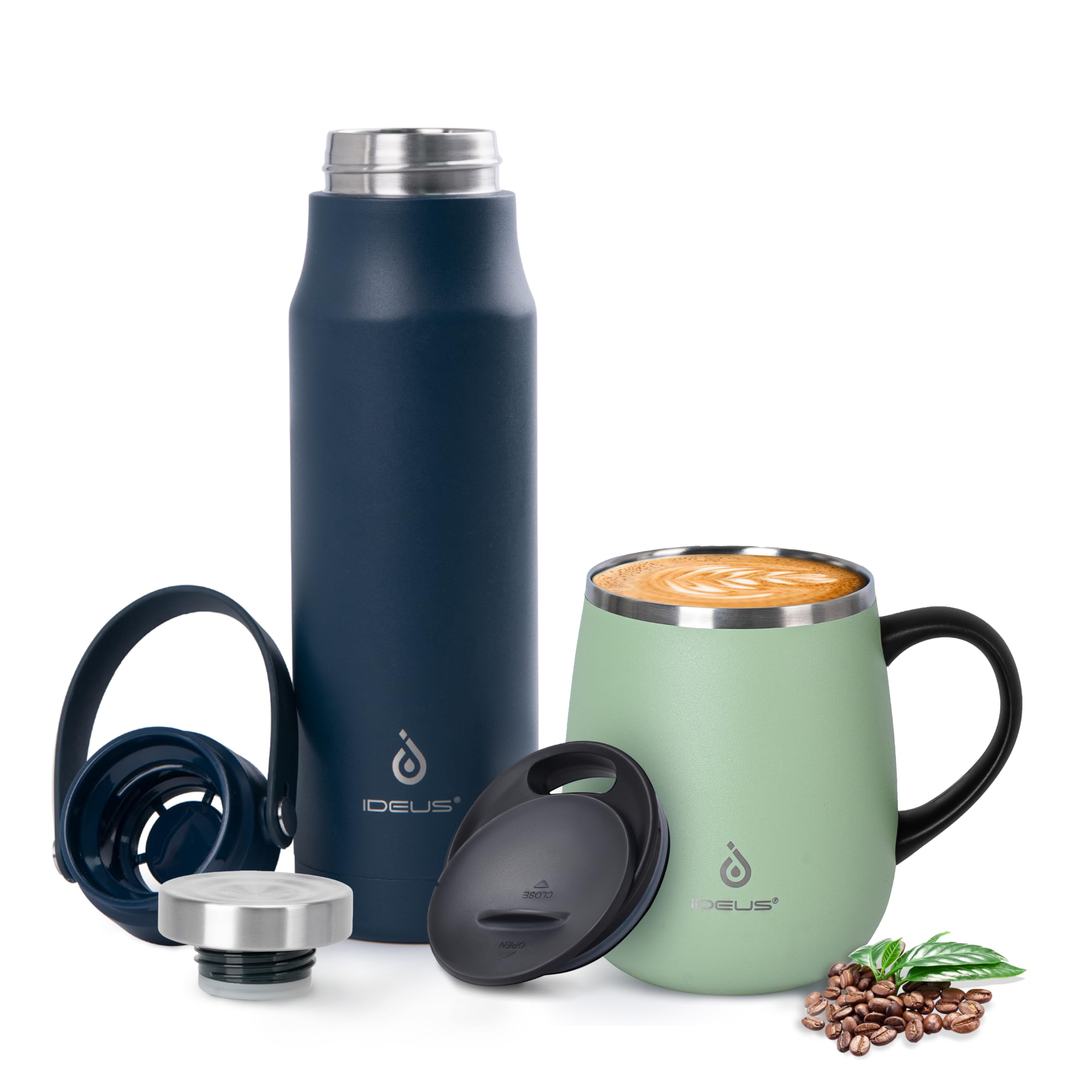 Amazon.com: Ideus 16 oz Insulated Coffee Mug with Handle and Lid, 24 oz ...