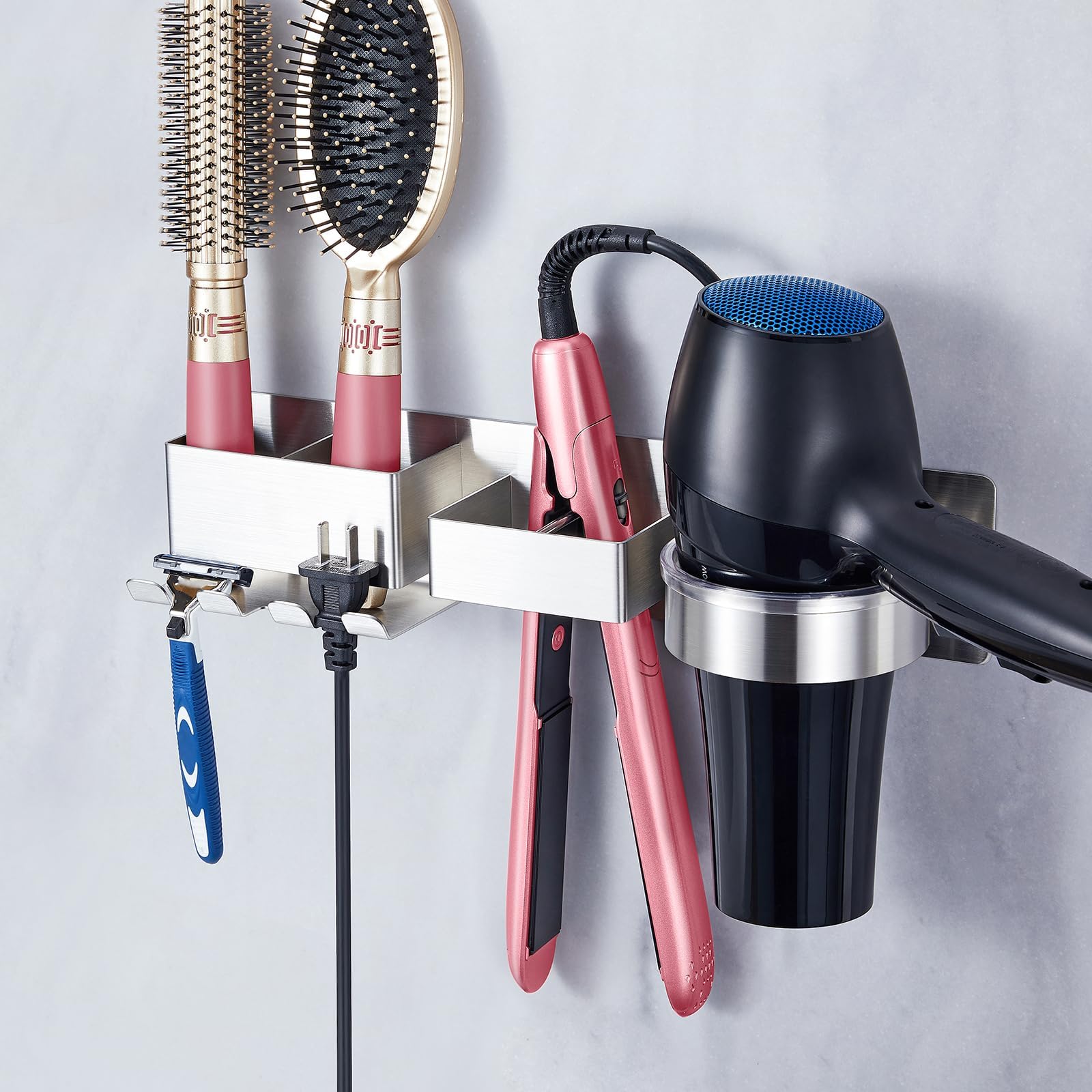 Amazon.com: YAYINLI Hair Dryer Holder Wall Mounted, Hair Tool Organizer ...