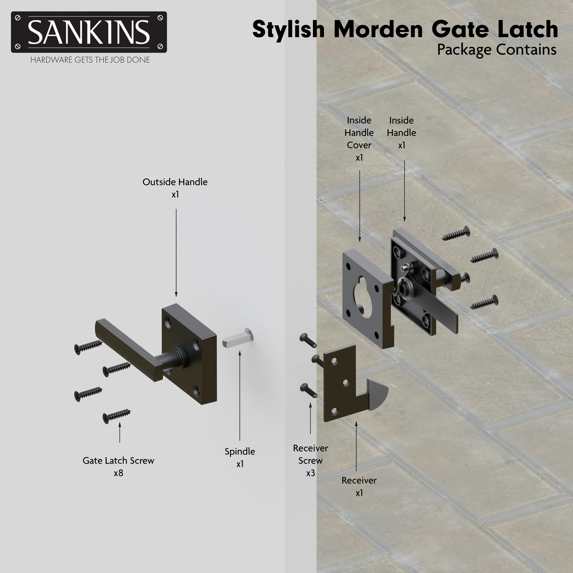 Snapklik.com : SANKINS Black Heavy Duty Double Side Gate Latch For ...