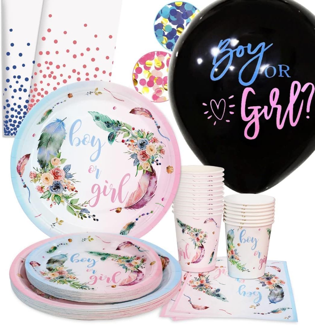 Amazon.com: Gender Reveal Plates and Napkins , 127 PCS Gender Reveal ...