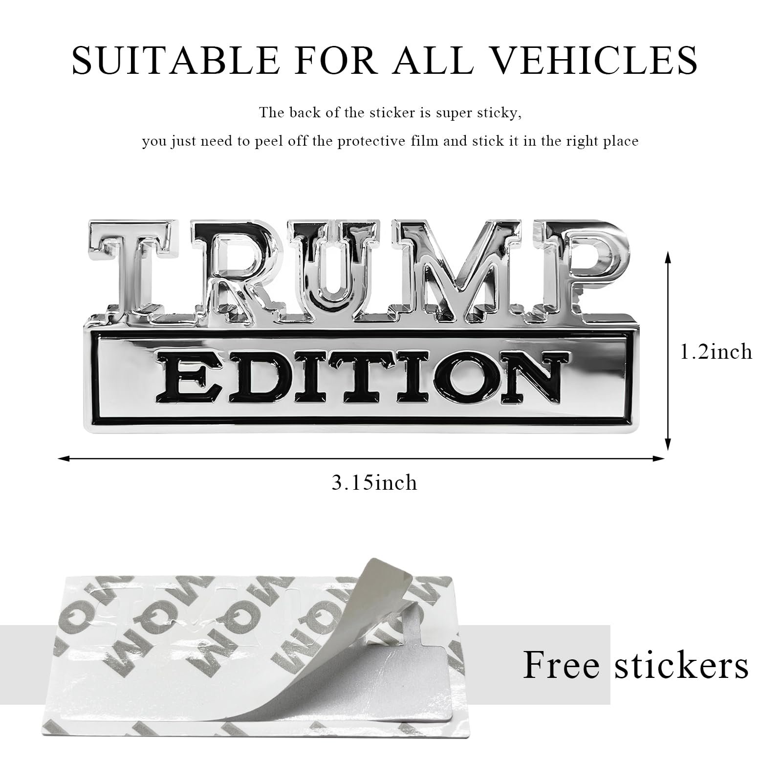 Snapklik.com : Yourkar 2 Pack Trump Edition Car Emblem, 3D Sticker ...