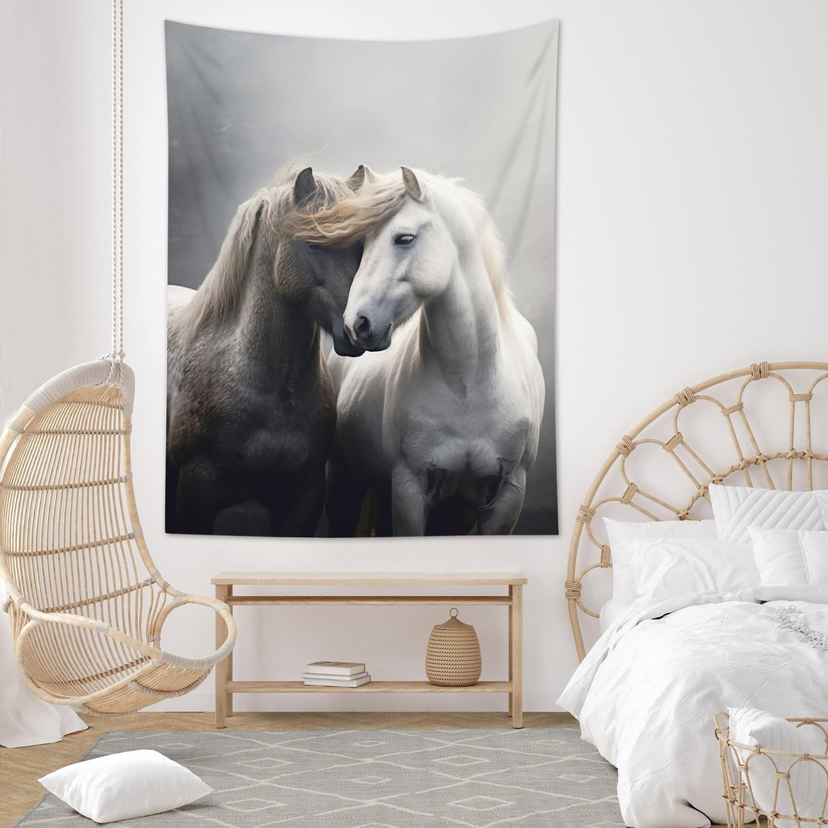 Amazon.com: EOBTAIN Funny Horse Tapestry Romantic Modern Western Farm ...