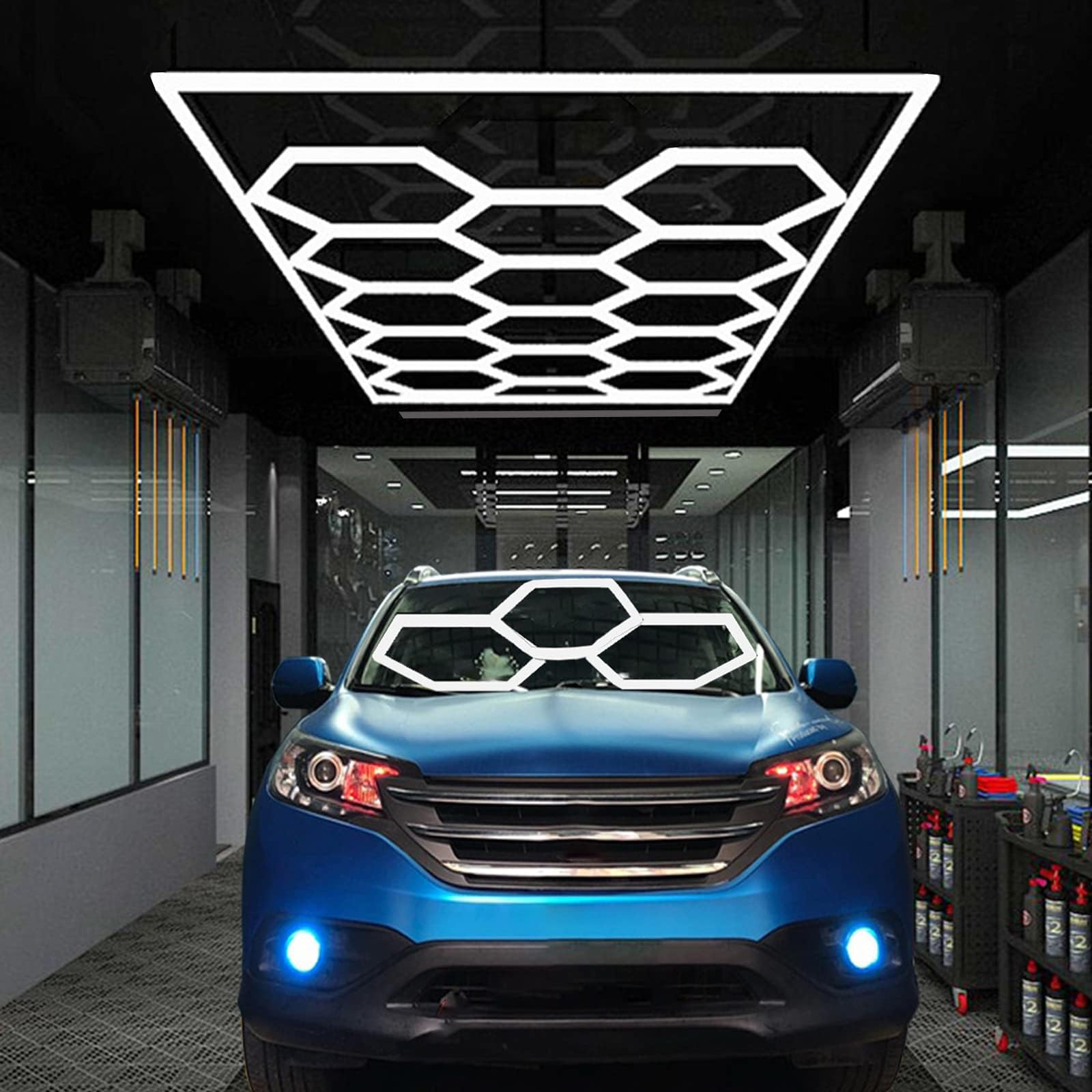 Hexagon Garage Led Light, DIY Hexagon Lights Honeycomb Ceiling Grid Led ...