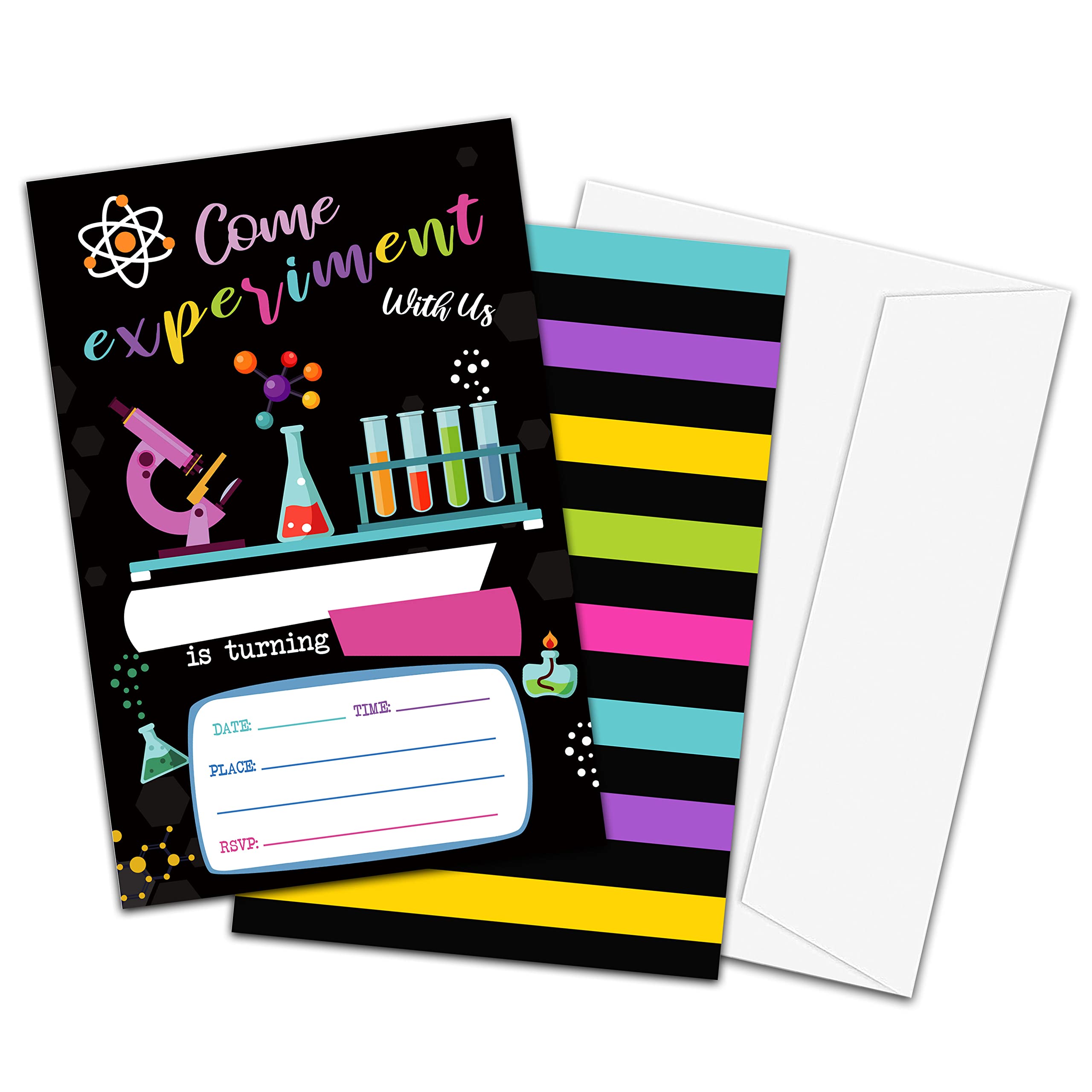Amazon.com : TIRYWT Science Experiment Theme Birthday Invitations, Fill ...