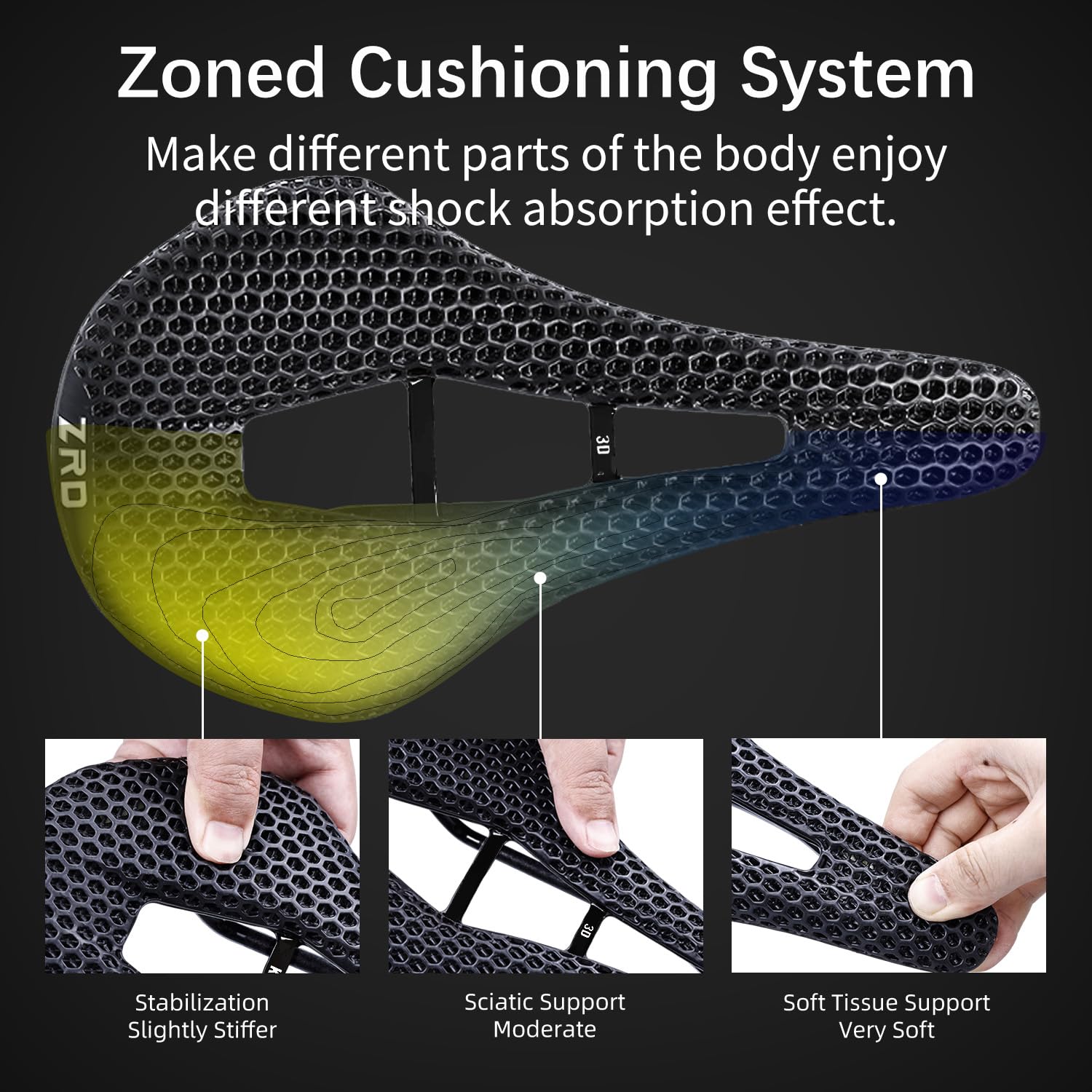 3D Bike Saddle with Full Carbon Fiber for Men - 7 * 9mm Carbon Rails ...