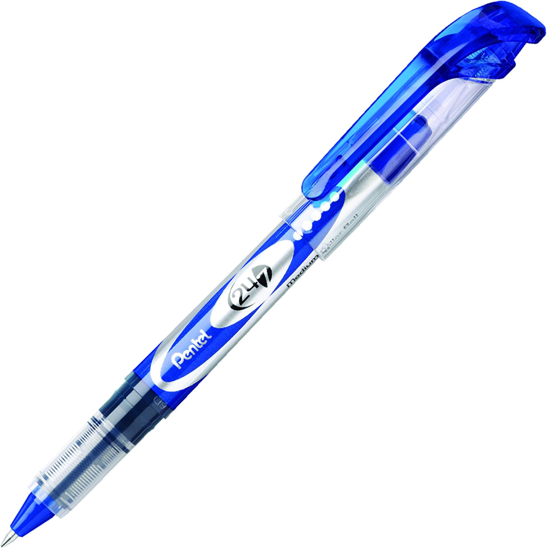 Amazon.com: Pentel 24/7 Roller Ball Pen Medium Line, Blue Ink, Box of ...