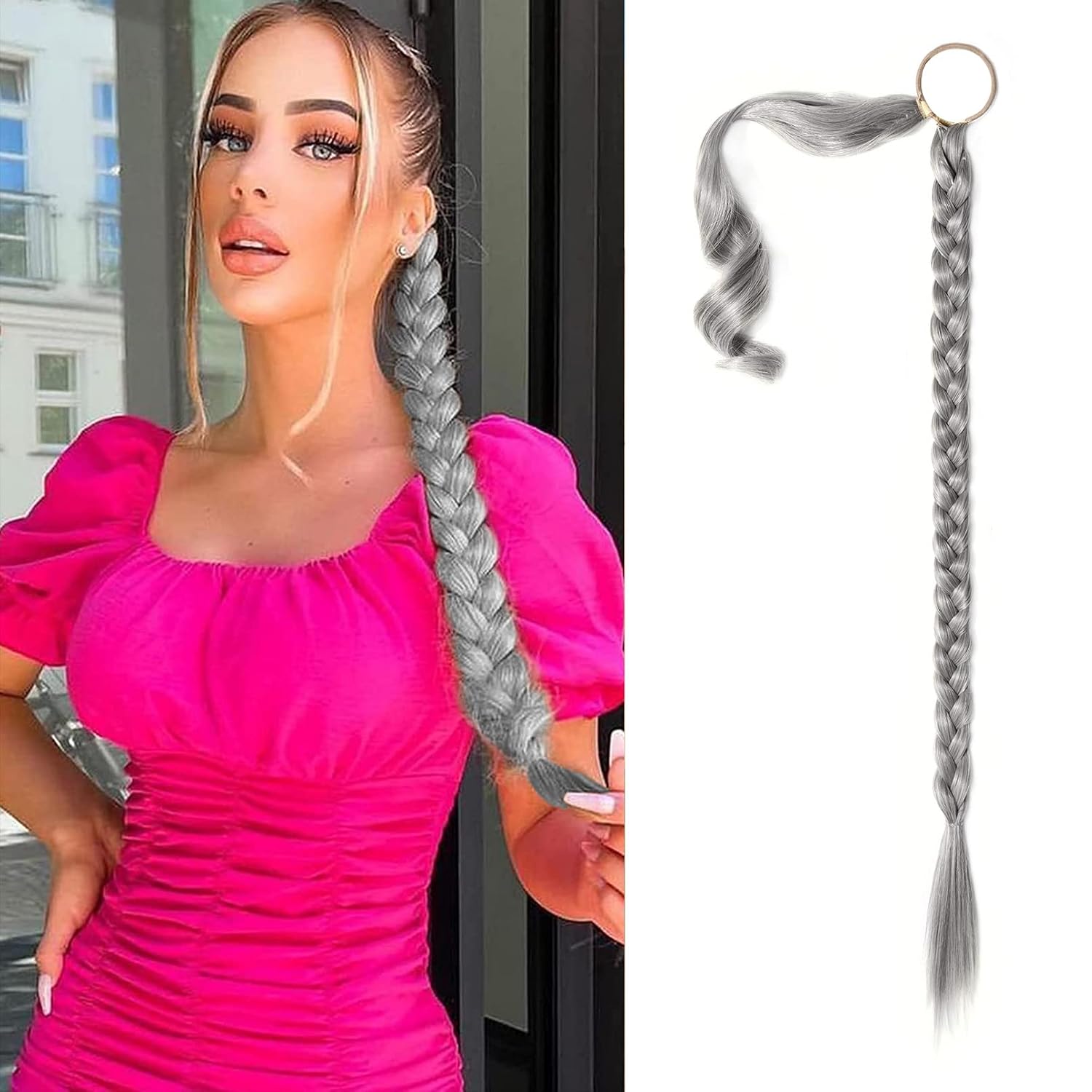 Amazon.com : SEIKEA Upgraded Long Braid Ponytail Extension with Elastic ...