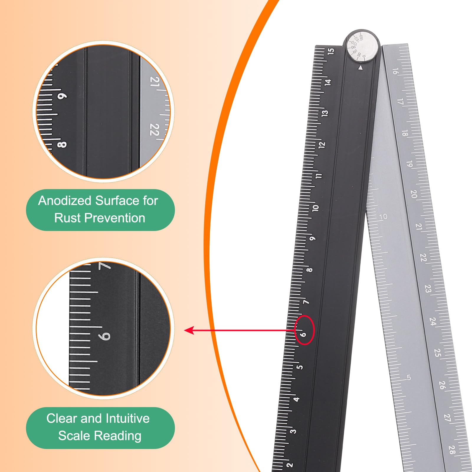 Folding Straight Ruler Protractor Harfington 2pcs Folding Straight ...