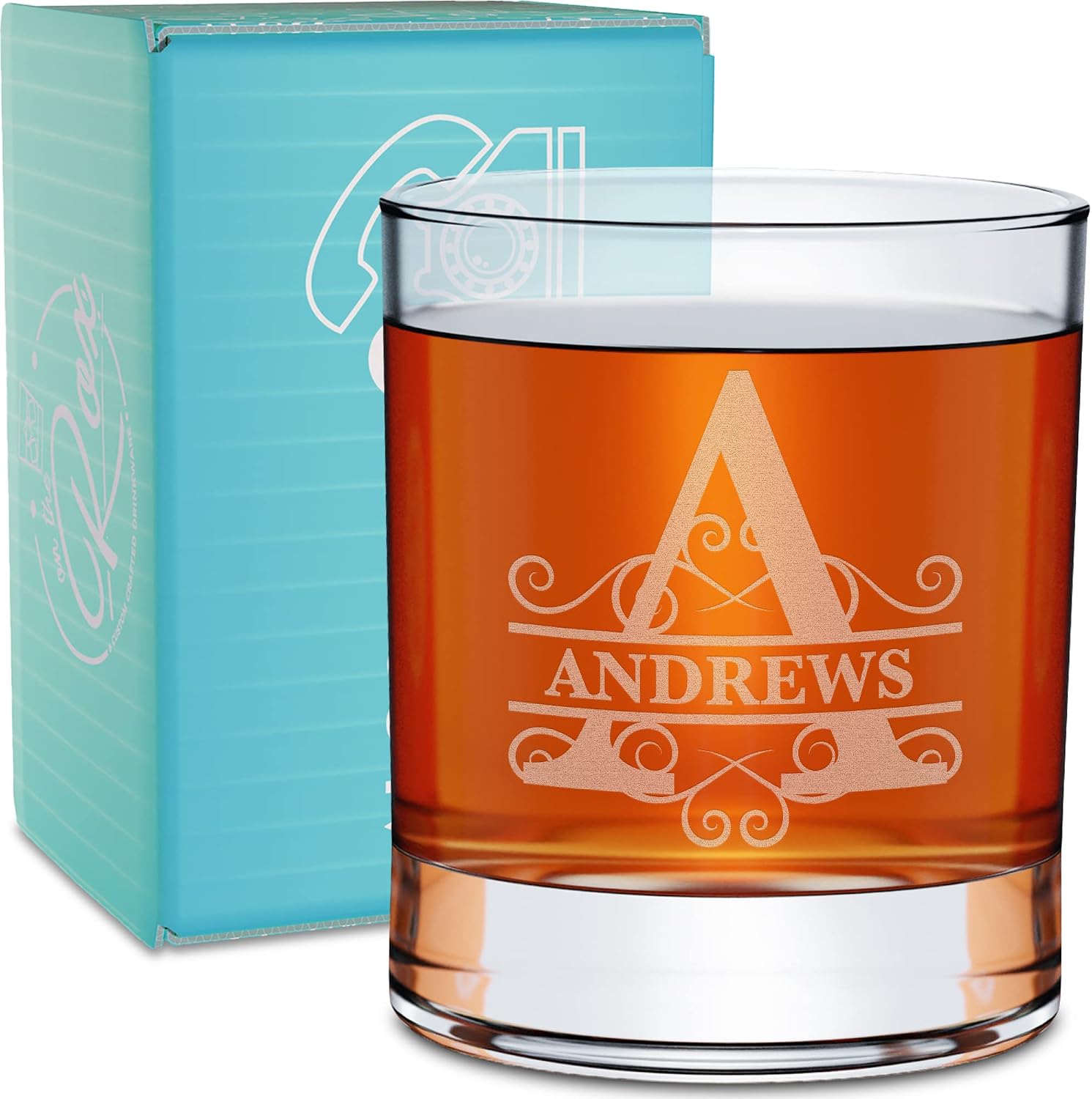 Amazon.com | On The Rox Drinks Personalized Whiskey, Bourbon Glass ...