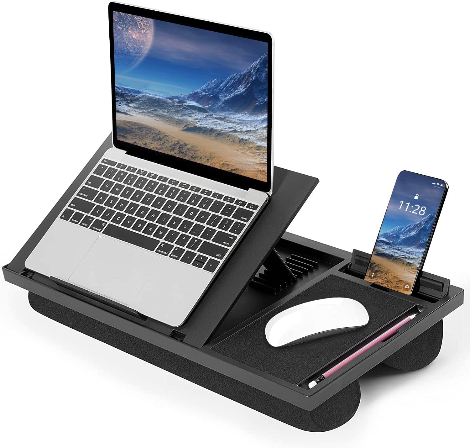 LapGear Home Office Pro Lap Desk - Black Carbon with Wrist-Rest Black ...
