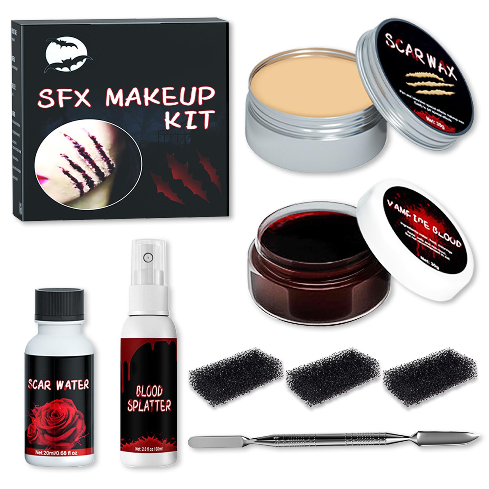 QIUFSSE SFX Halloween Makeup Kit,Fake Blood Splash Spray,Special ...