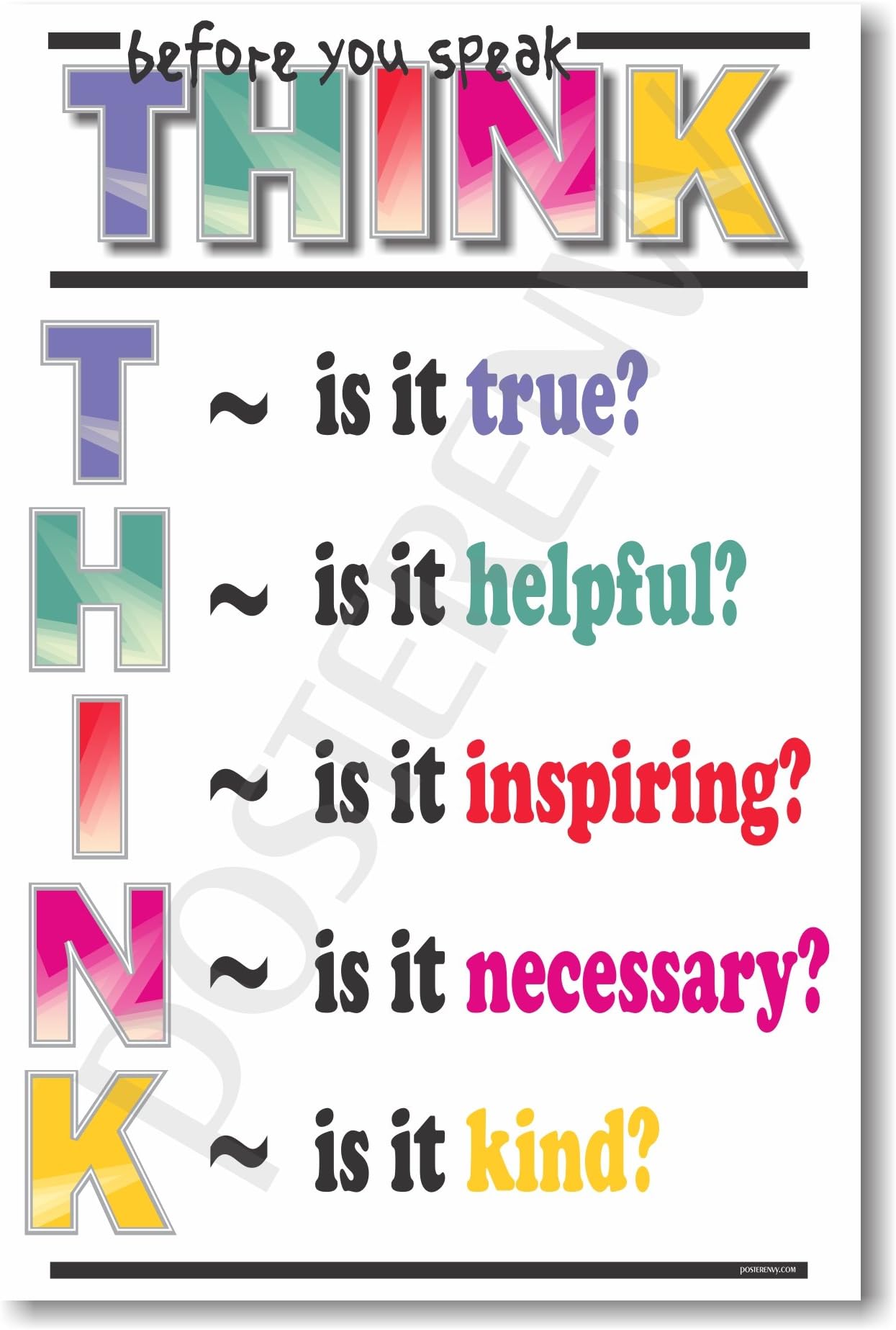 Amazon.com: Think Before You Speak - Classroom Motivational Poster ...