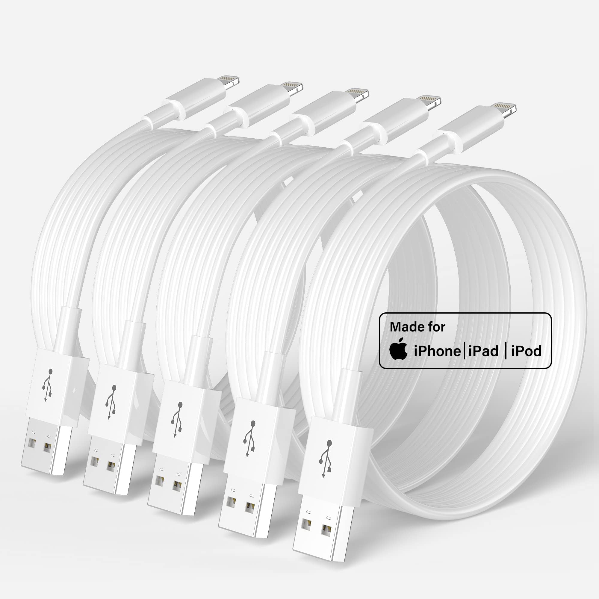Amazon.com: [Apple Certified] iPhone Charger 1 ft 5 Pack, Lightning to ...
