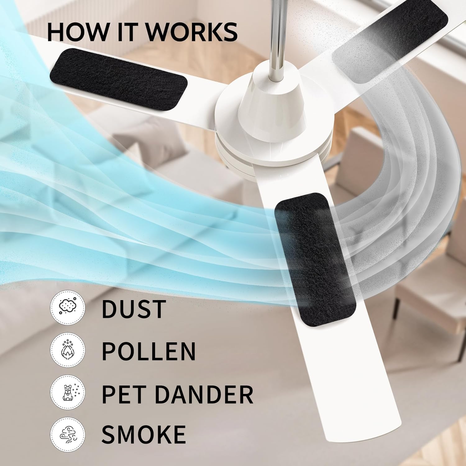 Snapklik.com : Ceiling Fan Filters For Blades, 5-Pack Activated Coconut ...