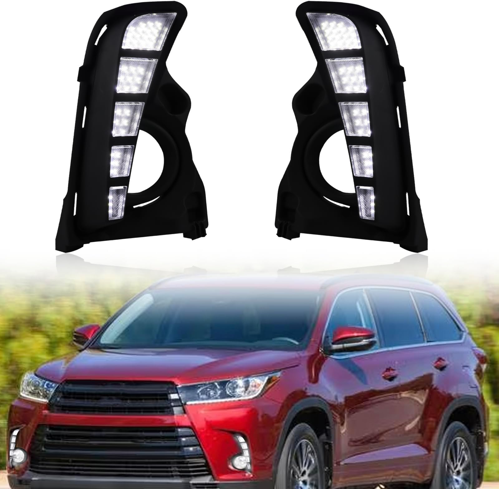 Amazon.com: KEEGTBOX Switchback White/Amber LED DRL & Front Fog Lamp ...