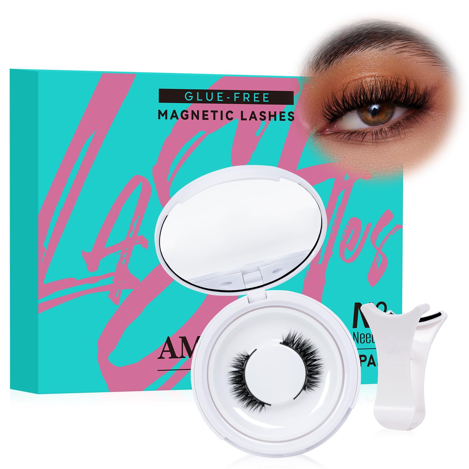 Magnetic Eyelashes with Lash Clusters Applicator Fluffy Magnetic False ...