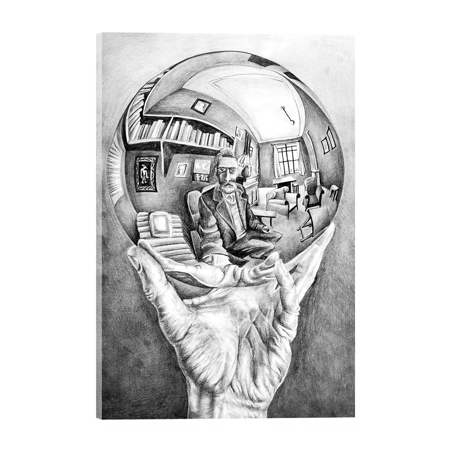 Amazon.com: The M.C. Escher Hand with Reflecting Sphere Canvas Wall Art ...