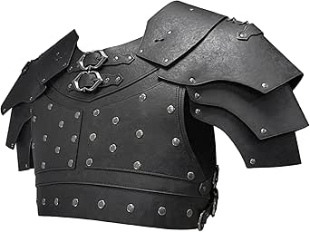 HiiFeuer Medieval Faux Leather Chest Armor, Vintage Pauldron Shoulder ...