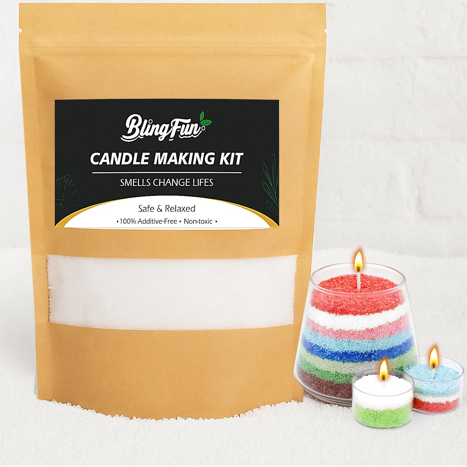 Amazon.com: Snow Pearled Candles Sand-Refillable Sand Wax, DIY Candle ...