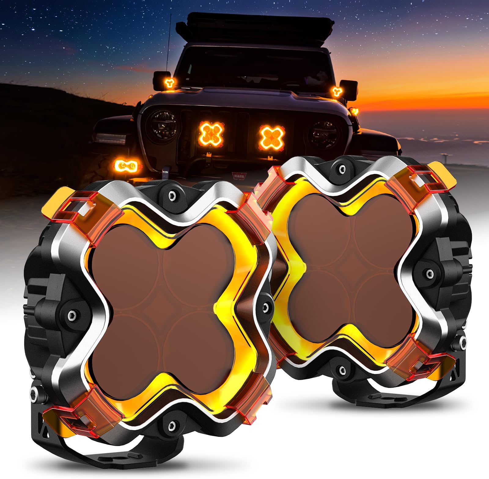 Amazon.com: NOVSIGHT HALO Series 6 Inch LED Pod Lights, with Amber ...