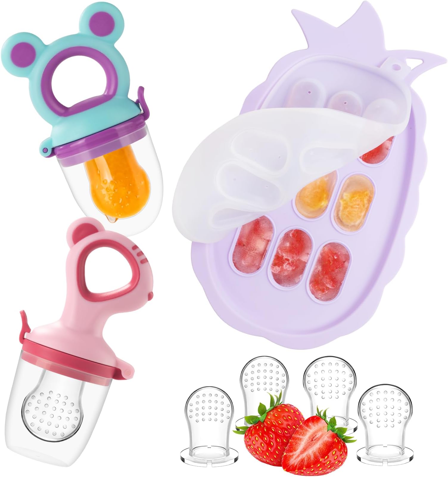 Amazon.com : Baby Fruit Feeder & Baby Breastmilk Popsicle Molds, Baby ...