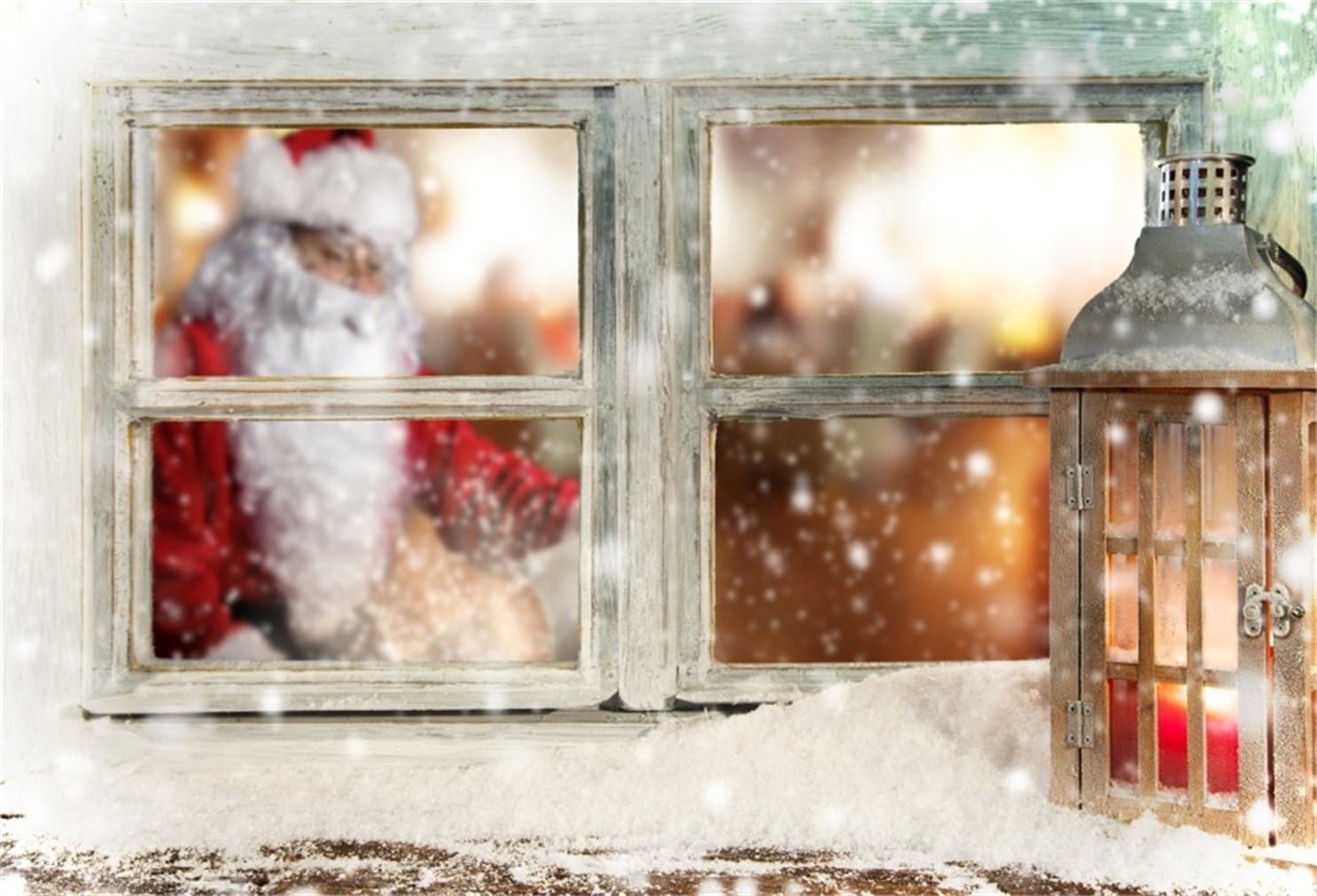 Amazon.com : AOFOTO 5x3ft Christmas Window Backdrop New Year Snow ...