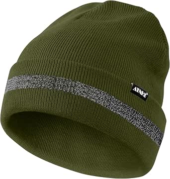 ATNKE Reflective Beanies Safety High Visibility Winter Thermal Knitted ...