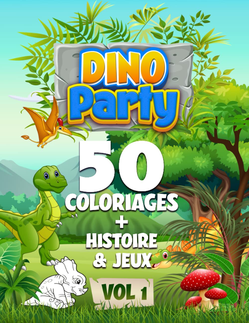 Buy DINO PARTY Cahier de dessin | Livre dinosaure 50 coloriages ...