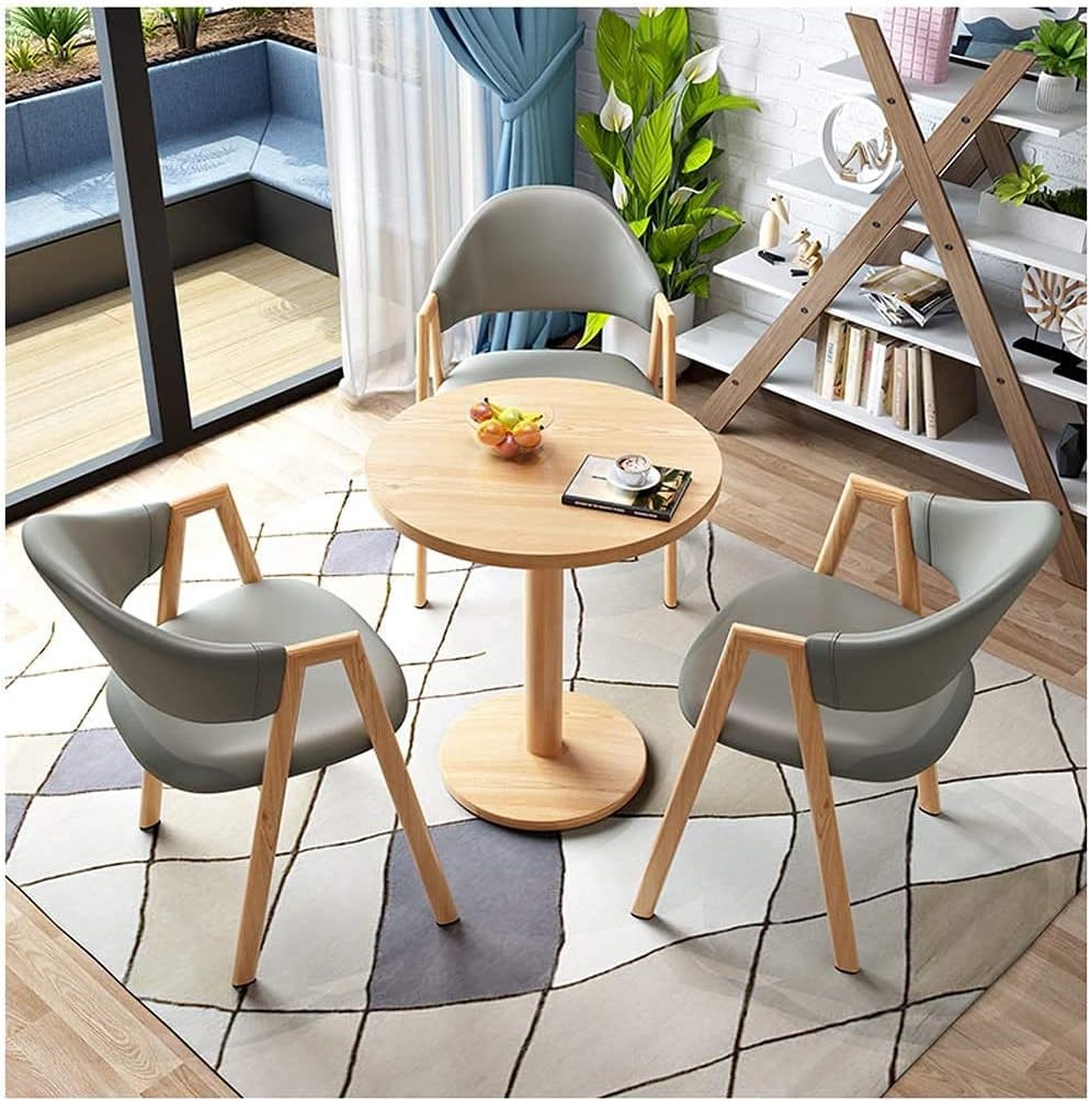 Amazon.com: Round Dining Table Set W/ 4 Chair - Save Space Office Table ...