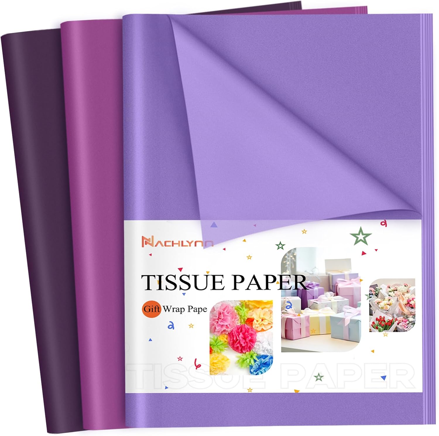 Amazon.com: NACHLYNN 60 Sheets Purple Tissue Paper Bulk 14 x 20 inch ...