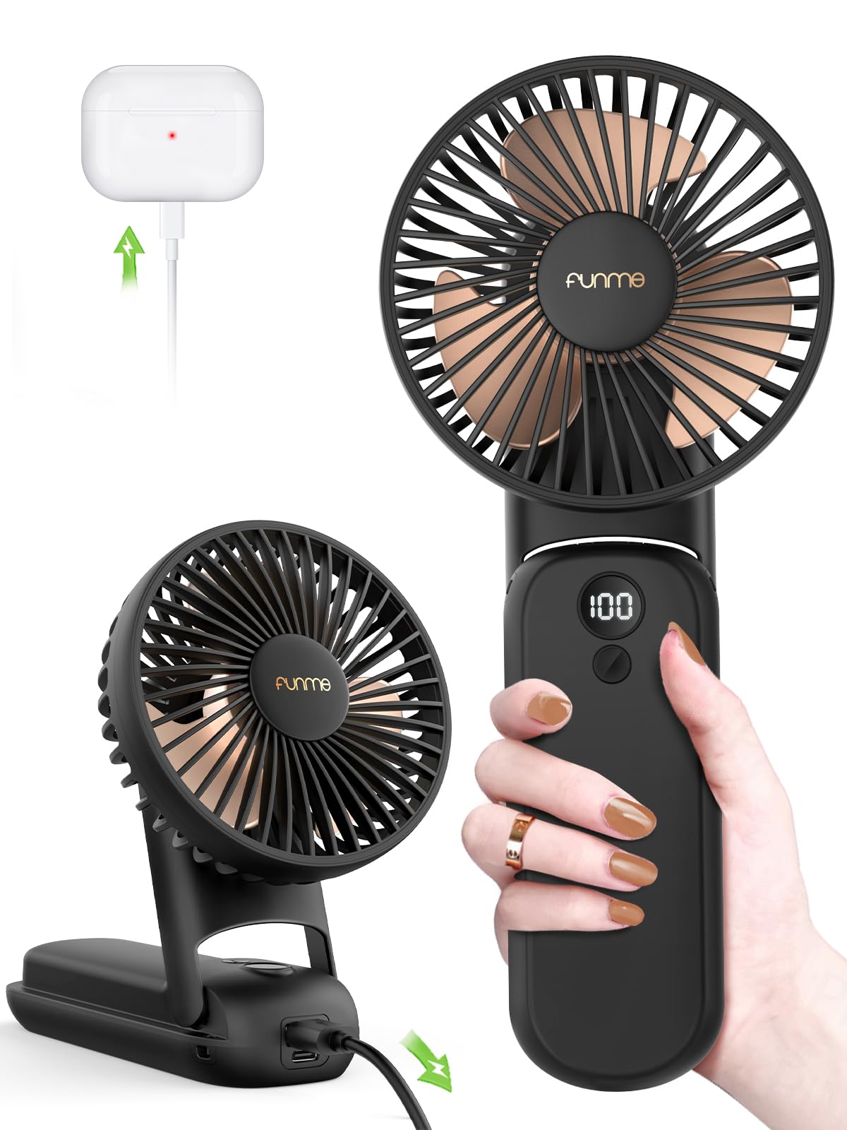 Portable Battery Fans Personal Electric Fans, USB Rechargeable