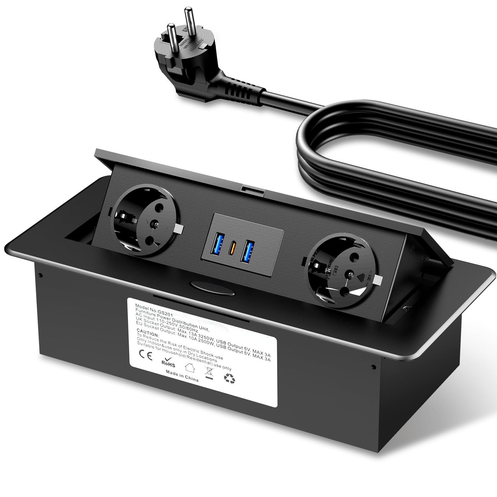 Verzonken Stekkerdoos 2 Voudig met USB C PD 20W, Bureau met Inbouw ...