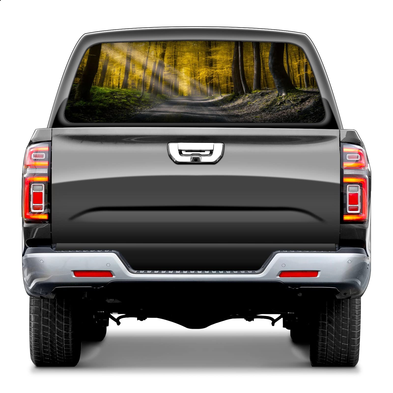 Amazon.com - Truck Rear Window Graphic Decals Forest Trees Road Autumn ...