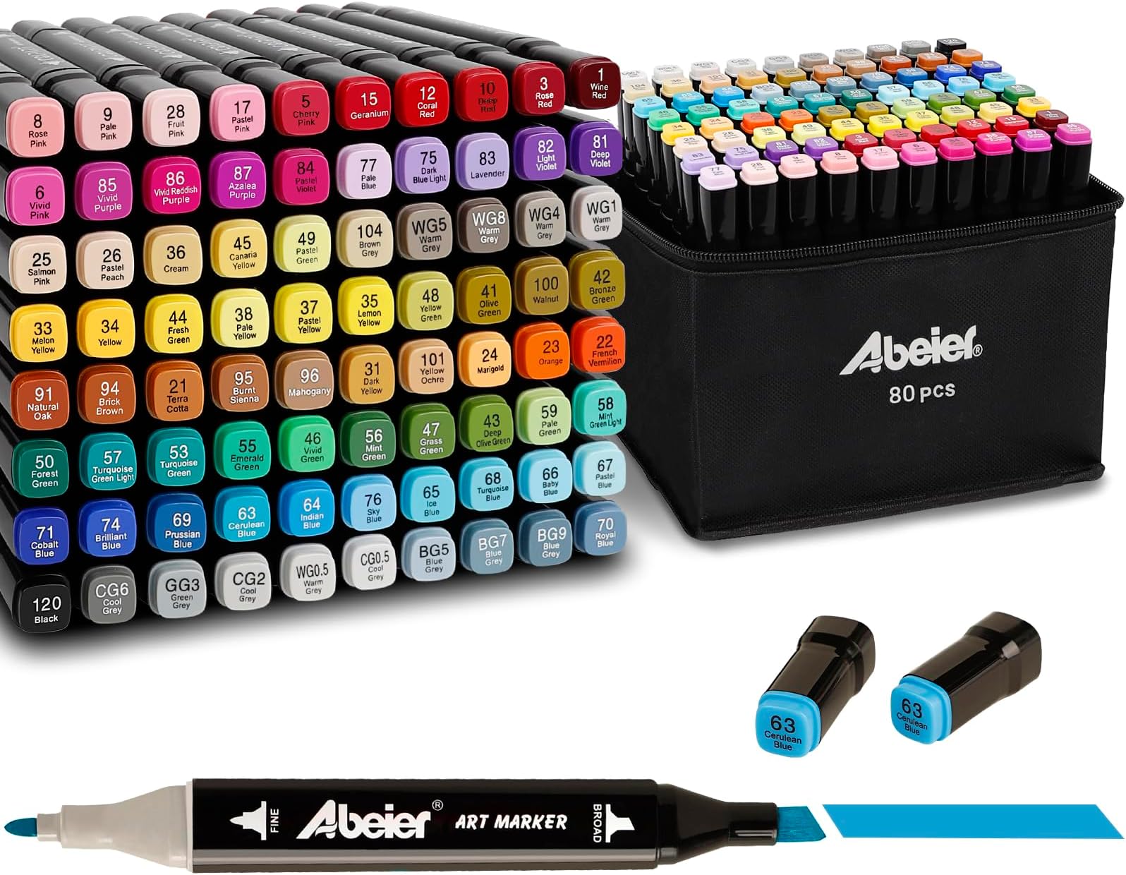 Aoriyar 48 Colors Dual Tip Twin Marker Pens Set - Permanent Graphic ...