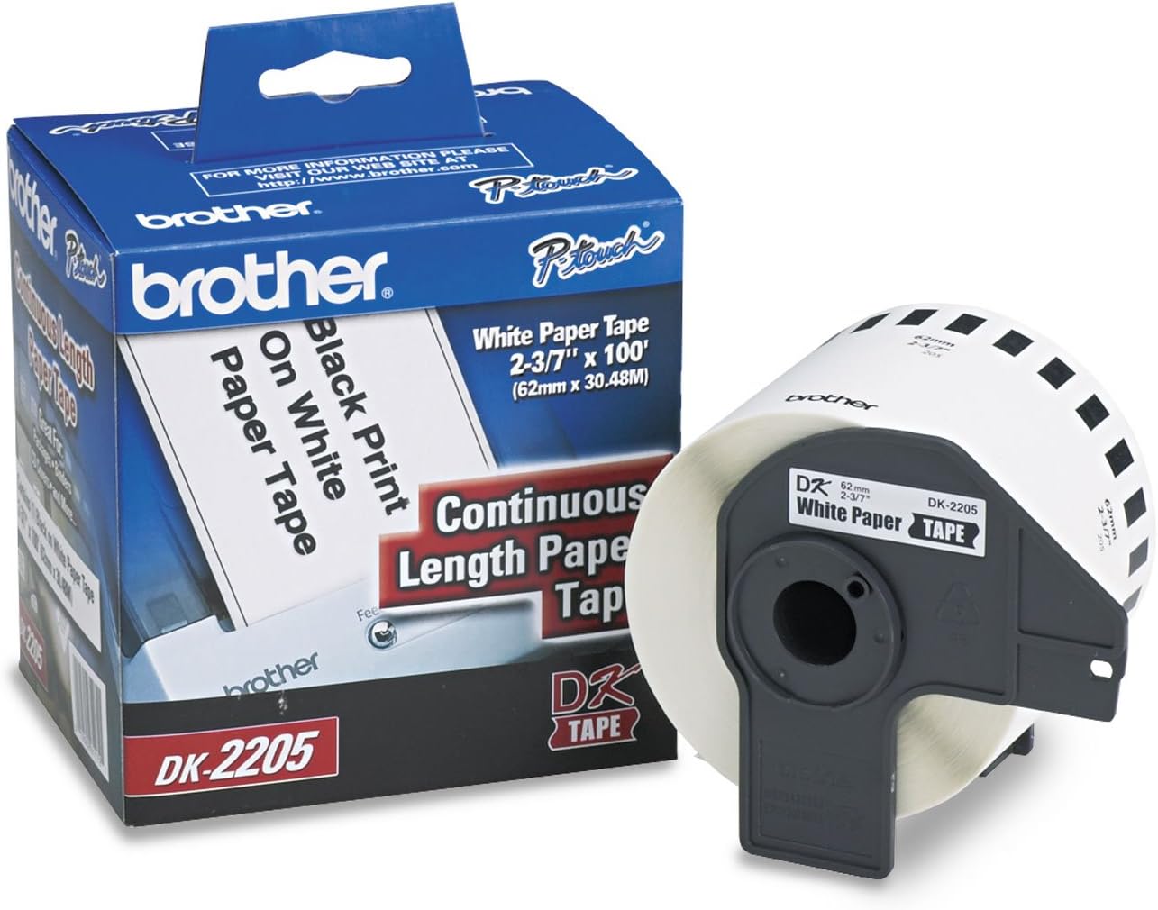 Brother 2.4 in x 100 ft (62mm x 30.4m) Paper Label Roll (DK-2205 ...