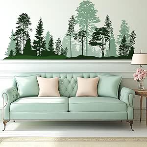 Amazon.com: Large Forest Wall Decals, Green Pines in Fir Trees Peel and ...
