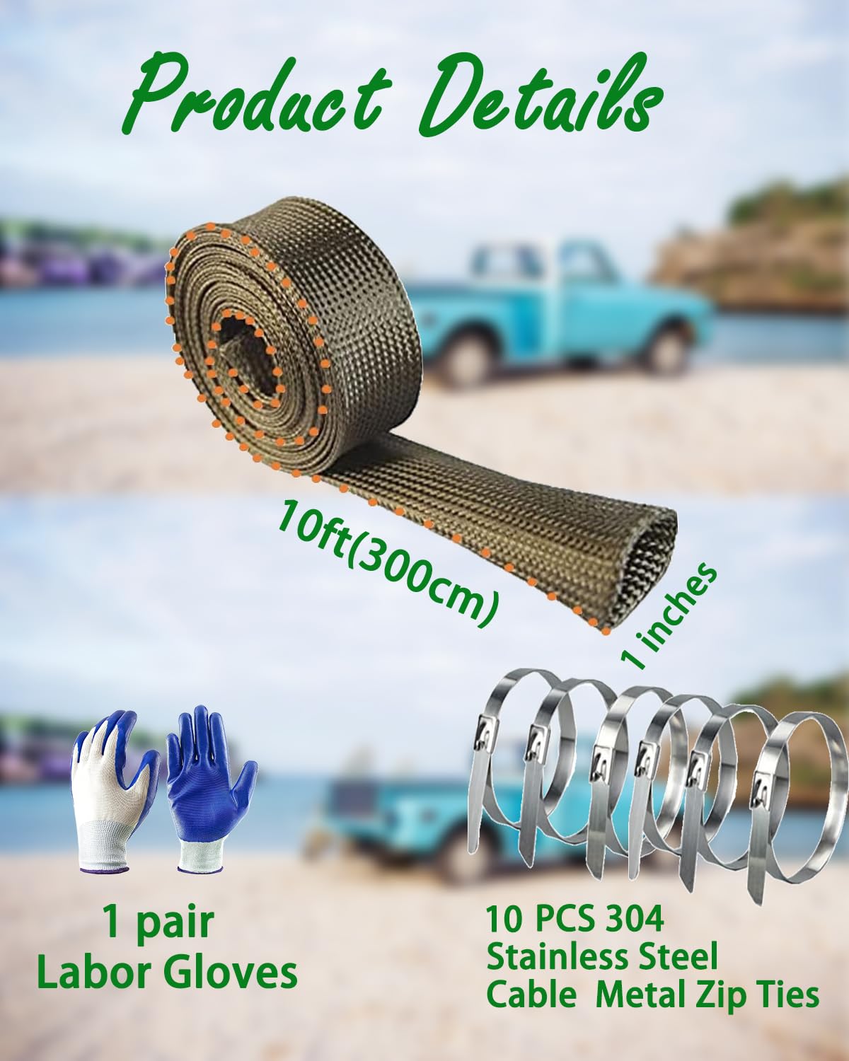 Wire Cover 1/2" ID X 10FT Fiberglass Spark Plug Wire Heat Shield Sleeve ...