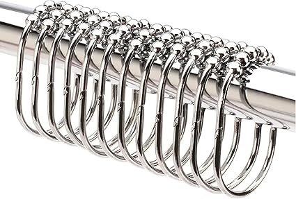 2LB Depot Wide Shower Curtain Rings/Hooks Set, Decorative Brushed Satin ...