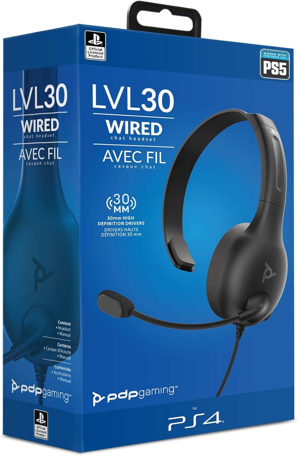 PDP LVL30 Wired Headset with Single-Sided One Ear Headphone for ...