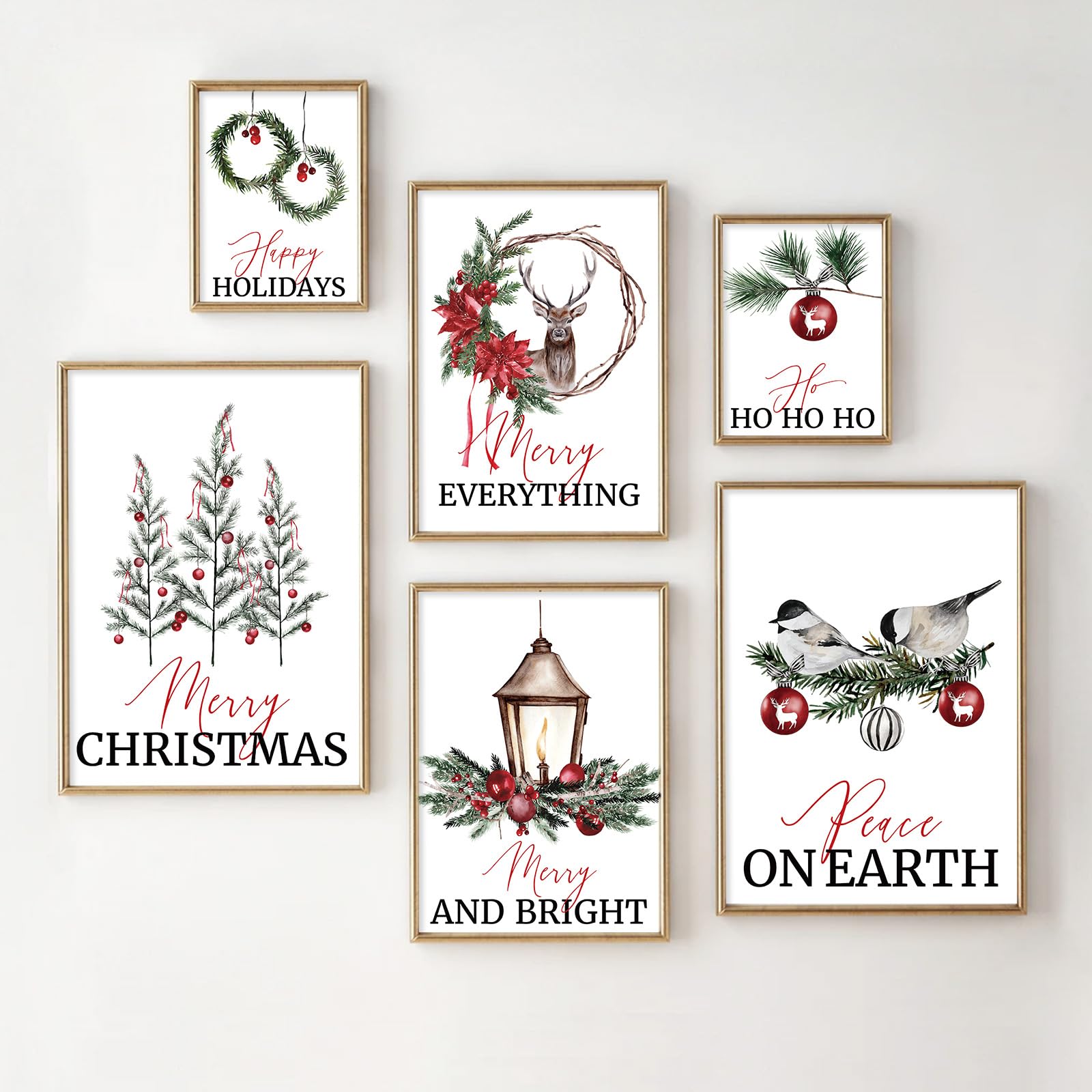 Amazon.com: Whaline Merry Christmas Wall Art Prints Red Green Xmas ...