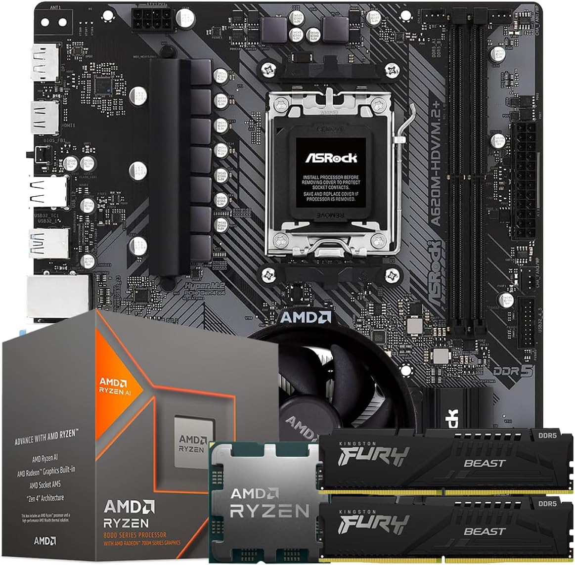 KIT UPGRADE GAMER AMD RYZEN 5 8600G/ A620M DDR5/16GB DDR5 RGB-MONTADO ...