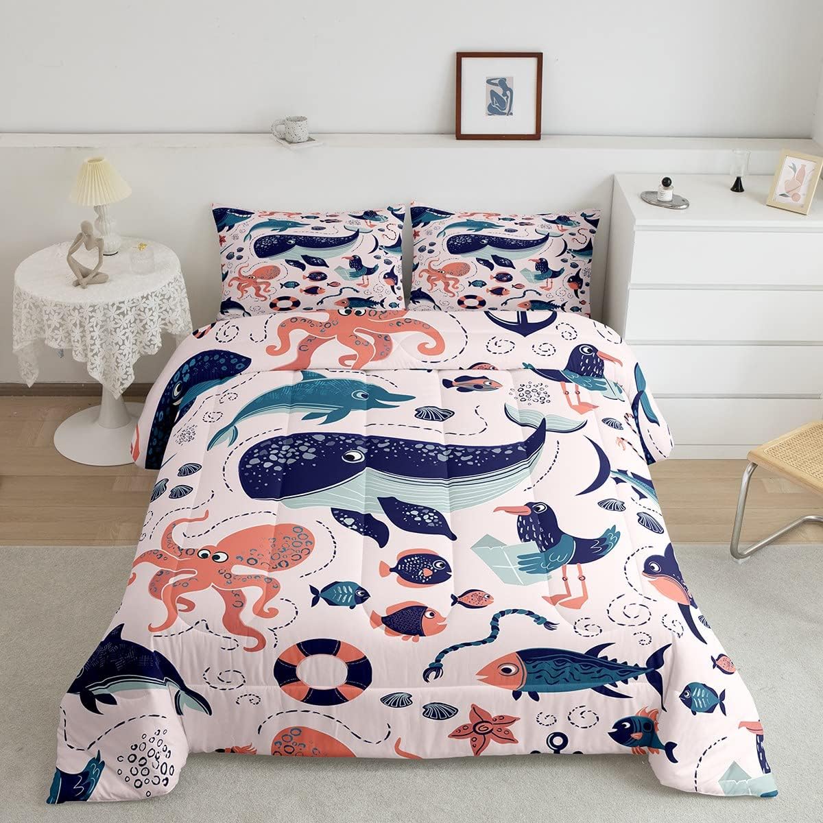 Amazon.com: Coastal Animal Comforter Set for Kids Boys Girls Child ...