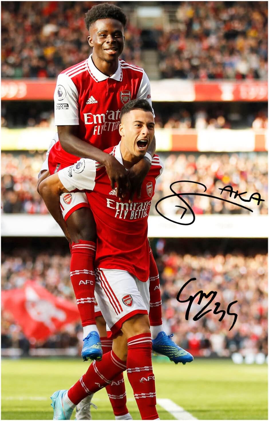 Bukayo Saka & Gabriel Martinelli - Arsenal Autographed Signed A4 21cm x ...