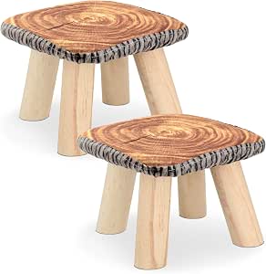 Amazon.com: Kigley Solid Wood Stools Tree Stump Stools Small Step Stool ...