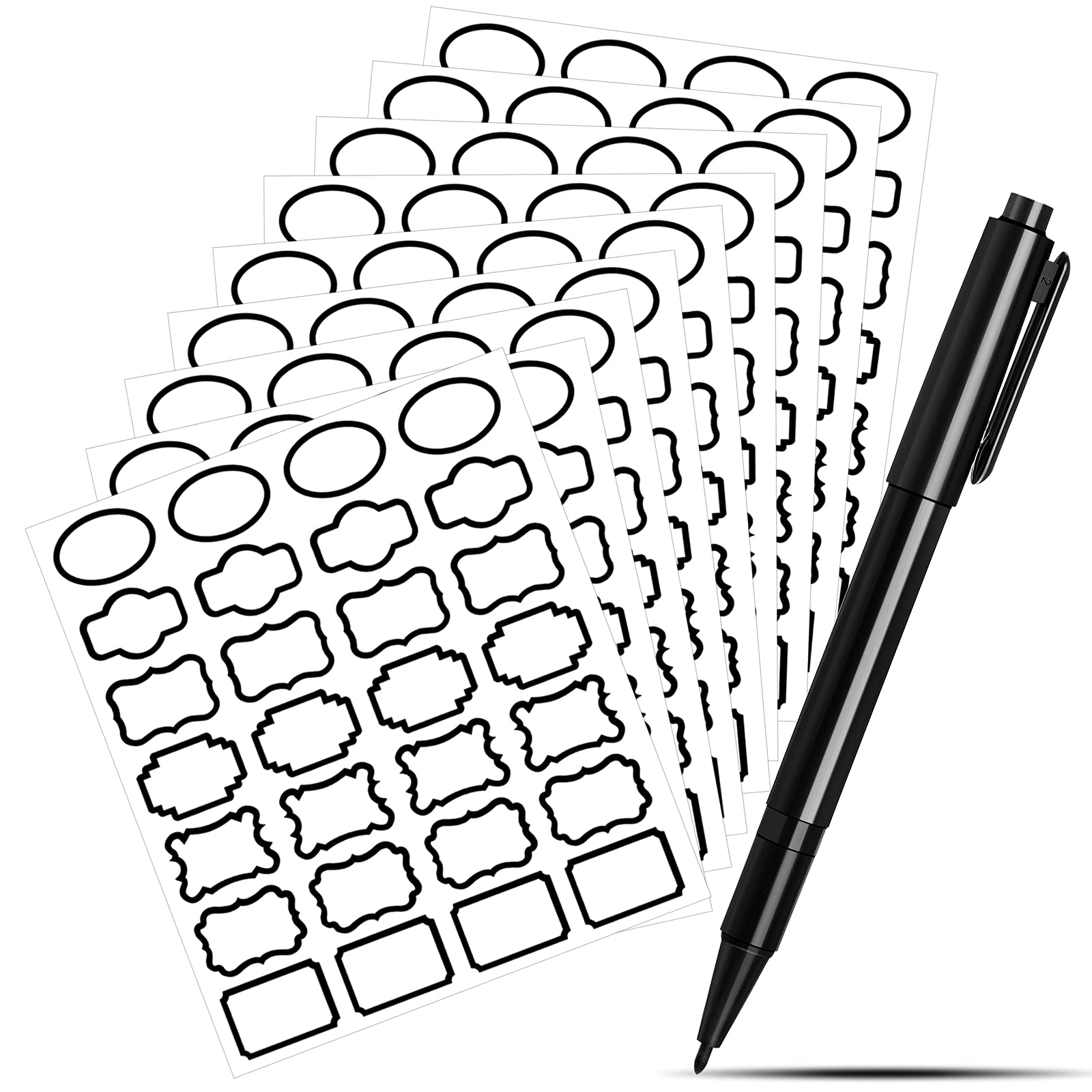 Buy 252 Pieces Clear Sticker Labels with Border and Marker Pen ...