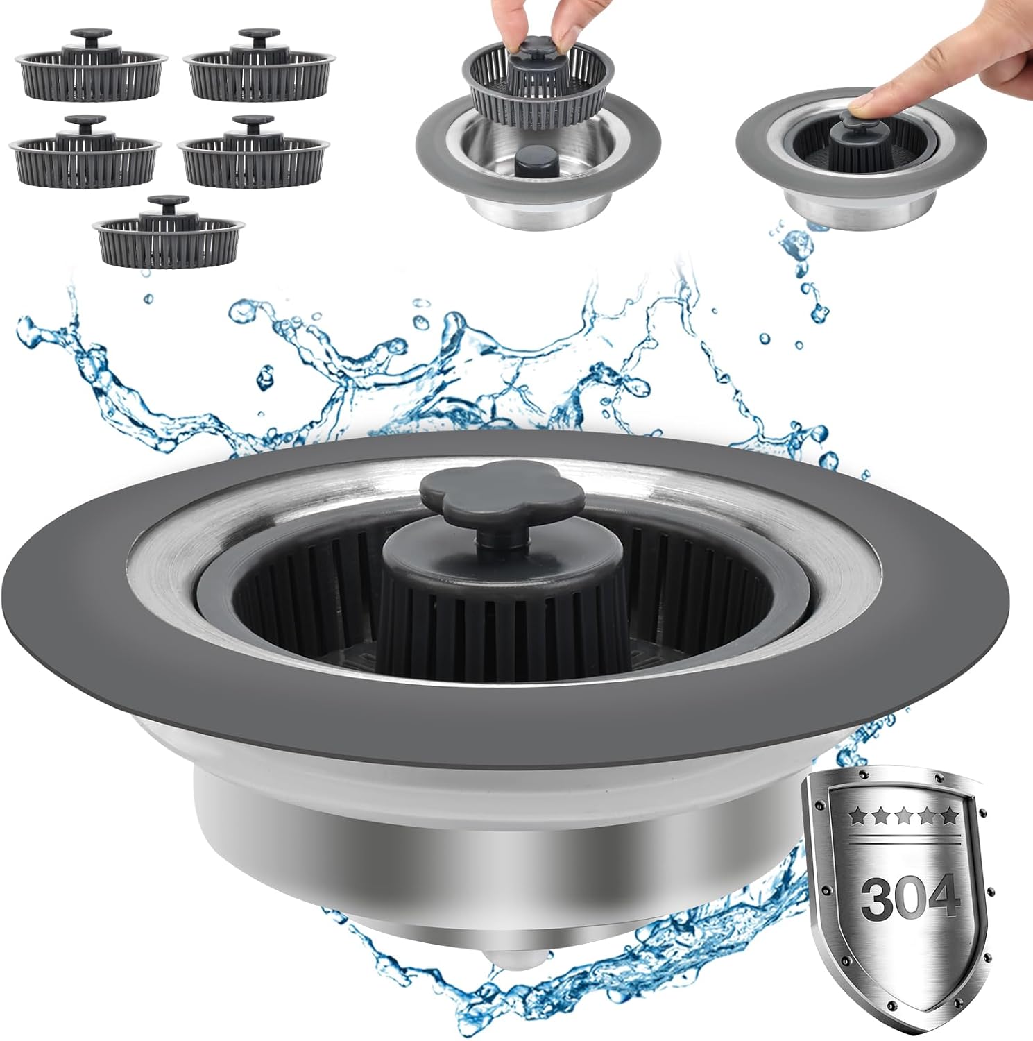 Upgraded 3 in 1 Kitchen Sink Underdrain Strainer - Stopper Clip Set ...
