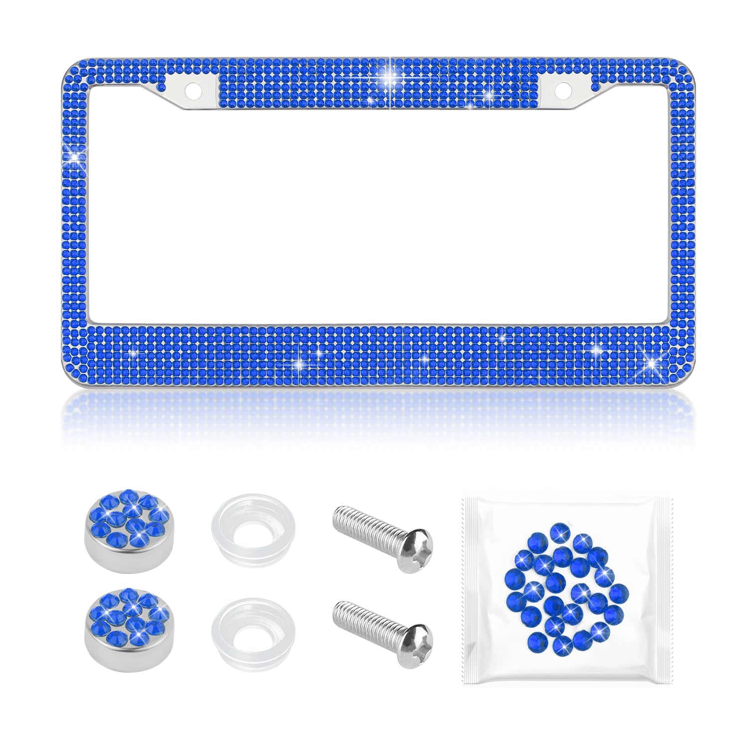 Amazon.com: Bling Diamond License Plate Frame,Universal Stainless Steel ...