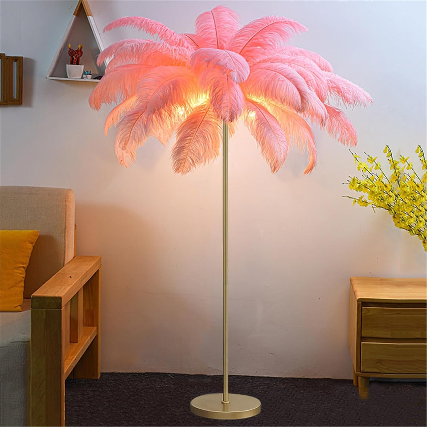 Natural Ostrich Feather Lamp Floor, Feather Lamps Modern Bedroom ...